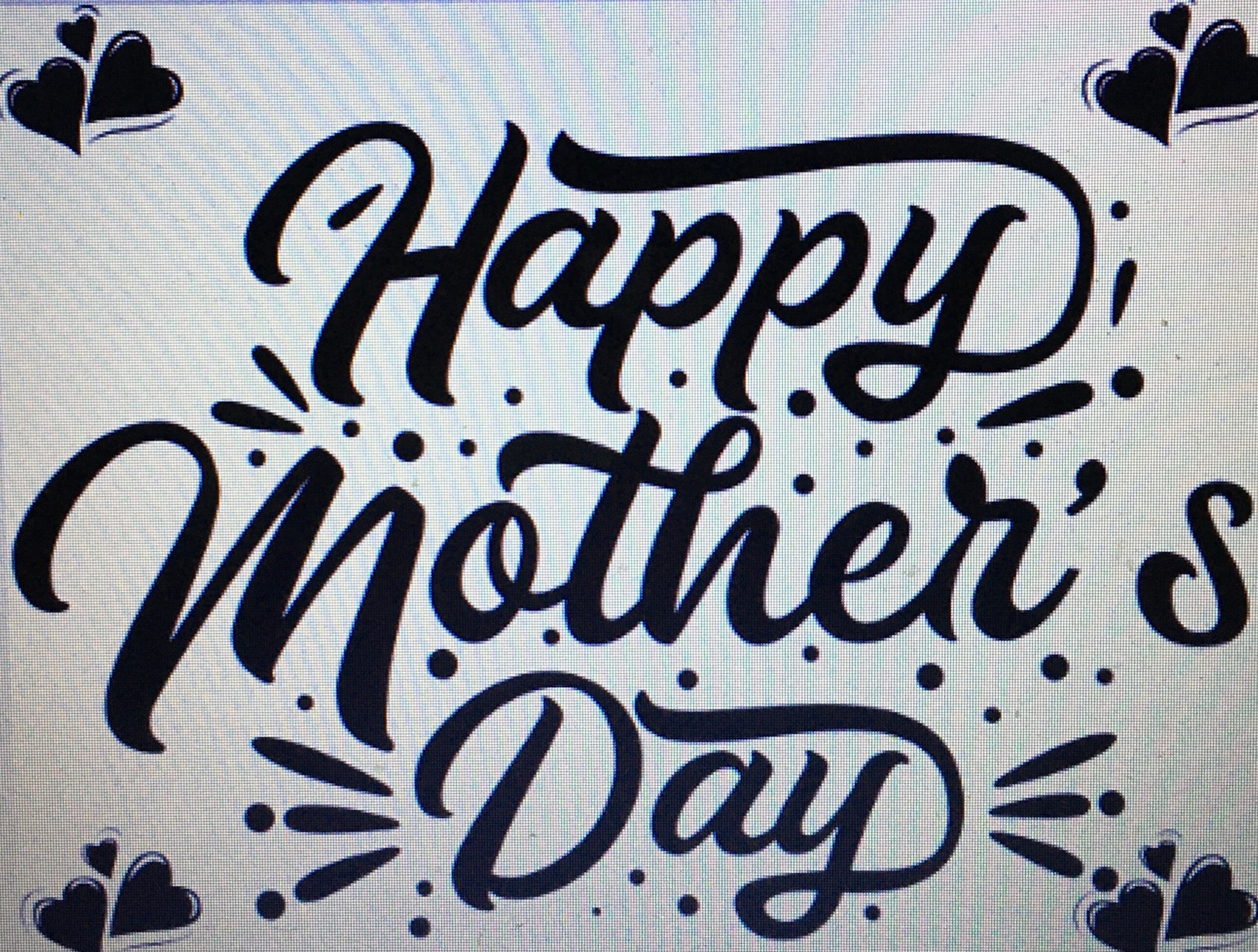 Happy Mother's Day Black and White PNG, Mother's Day Digital Card, PNG ...