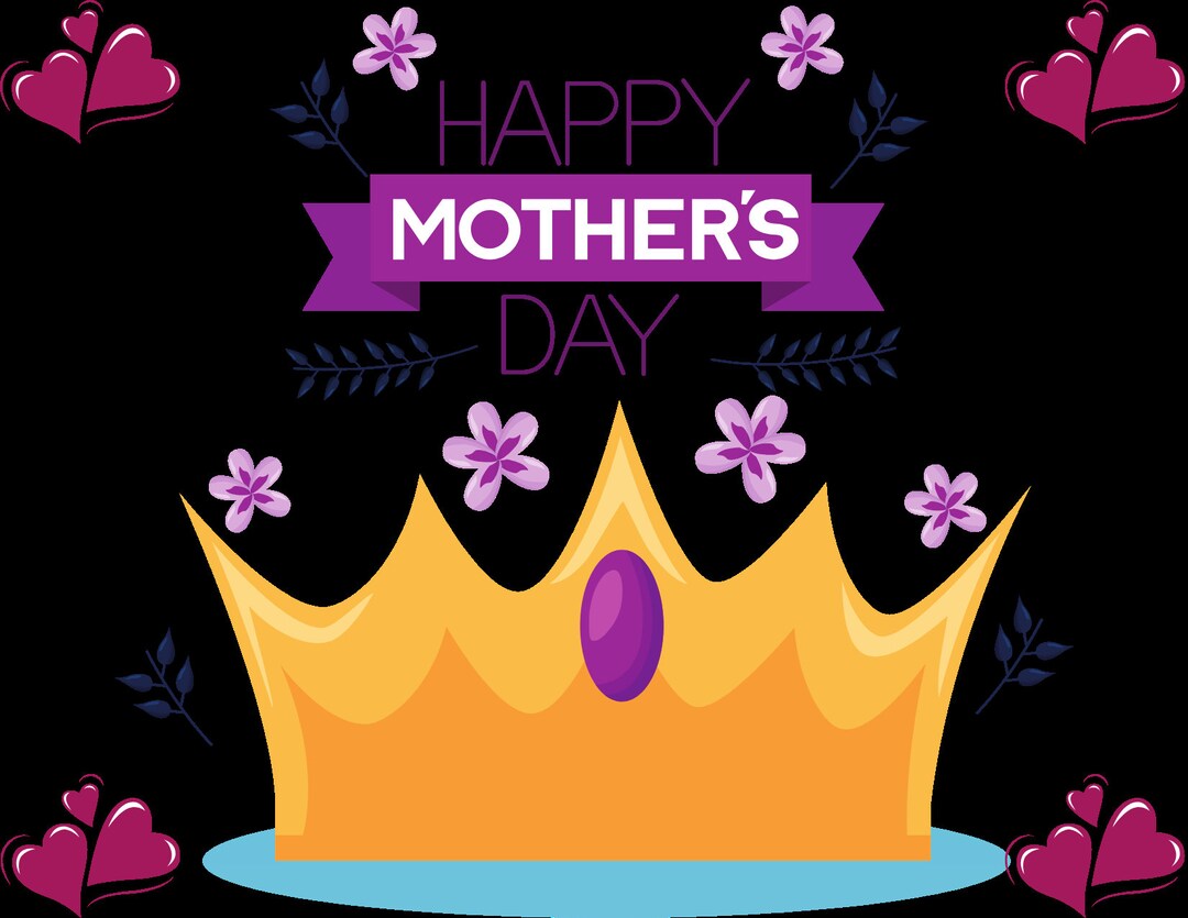 Happy Mother's Day Post Card With Crown, Mother's Day Digital Post Card ...