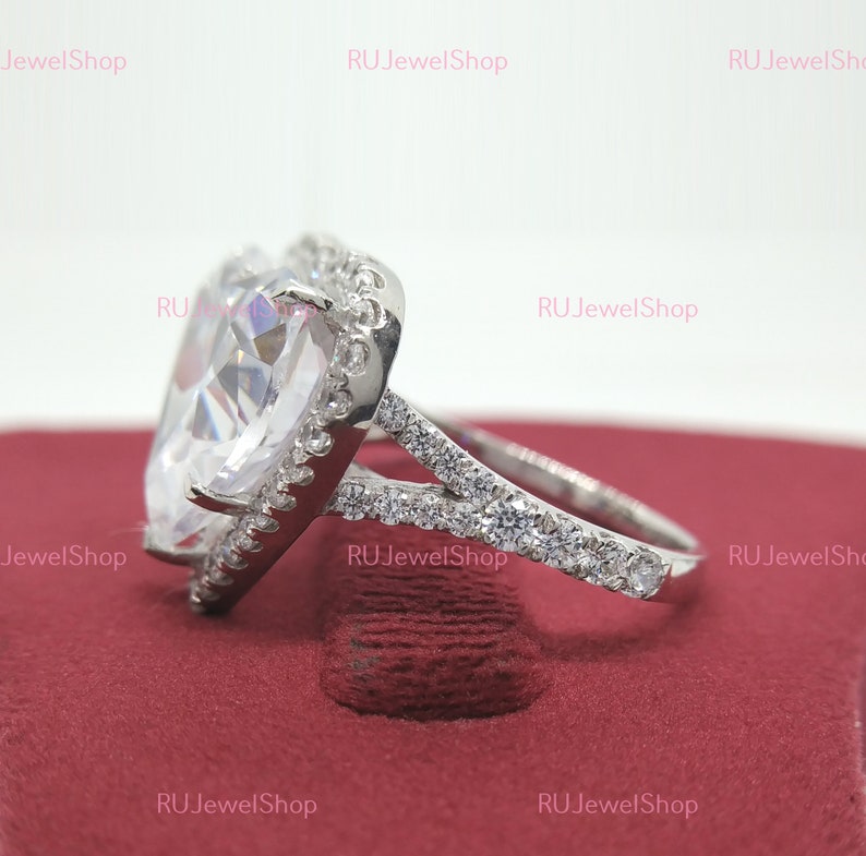 17 CT Large Heart Shape Diamond Engagement Ring in 935 Argentium Silver ...