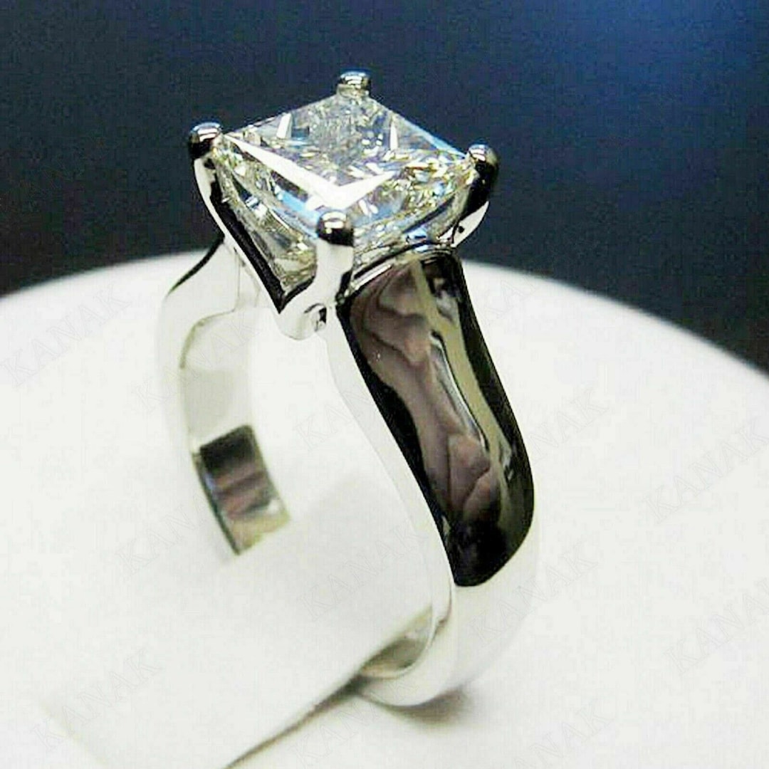 3CT Princess Cut Moissanite Ring, Princess Engagement Ring, 14K Solid ...