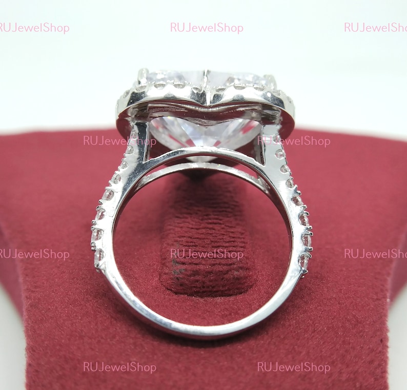 17 CT Large Heart Shape Diamond Engagement Ring in 935 Argentium Silver ...