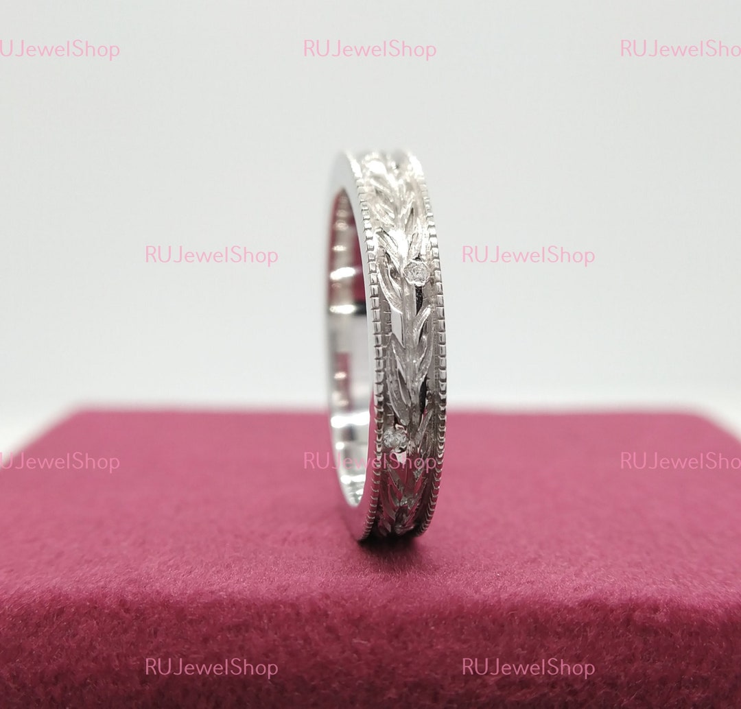 Filigree Milgrain Edge Floral Design Wedding Ring, Anniversary Band ...