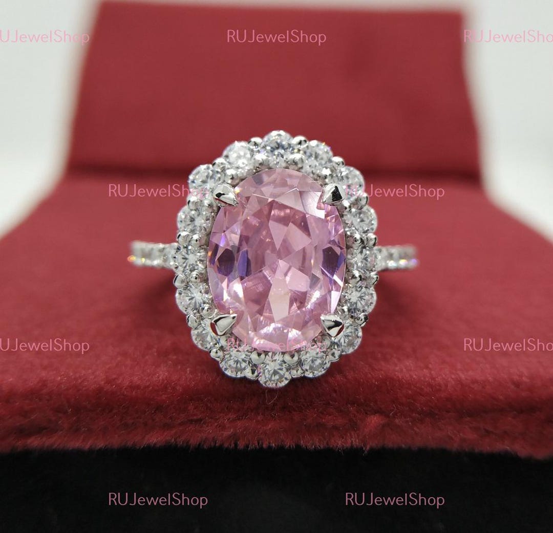 Pink Sapphire Ring Oval Cut Pink Diamond Ring Pink Gemstone Ring, 3.70 ...