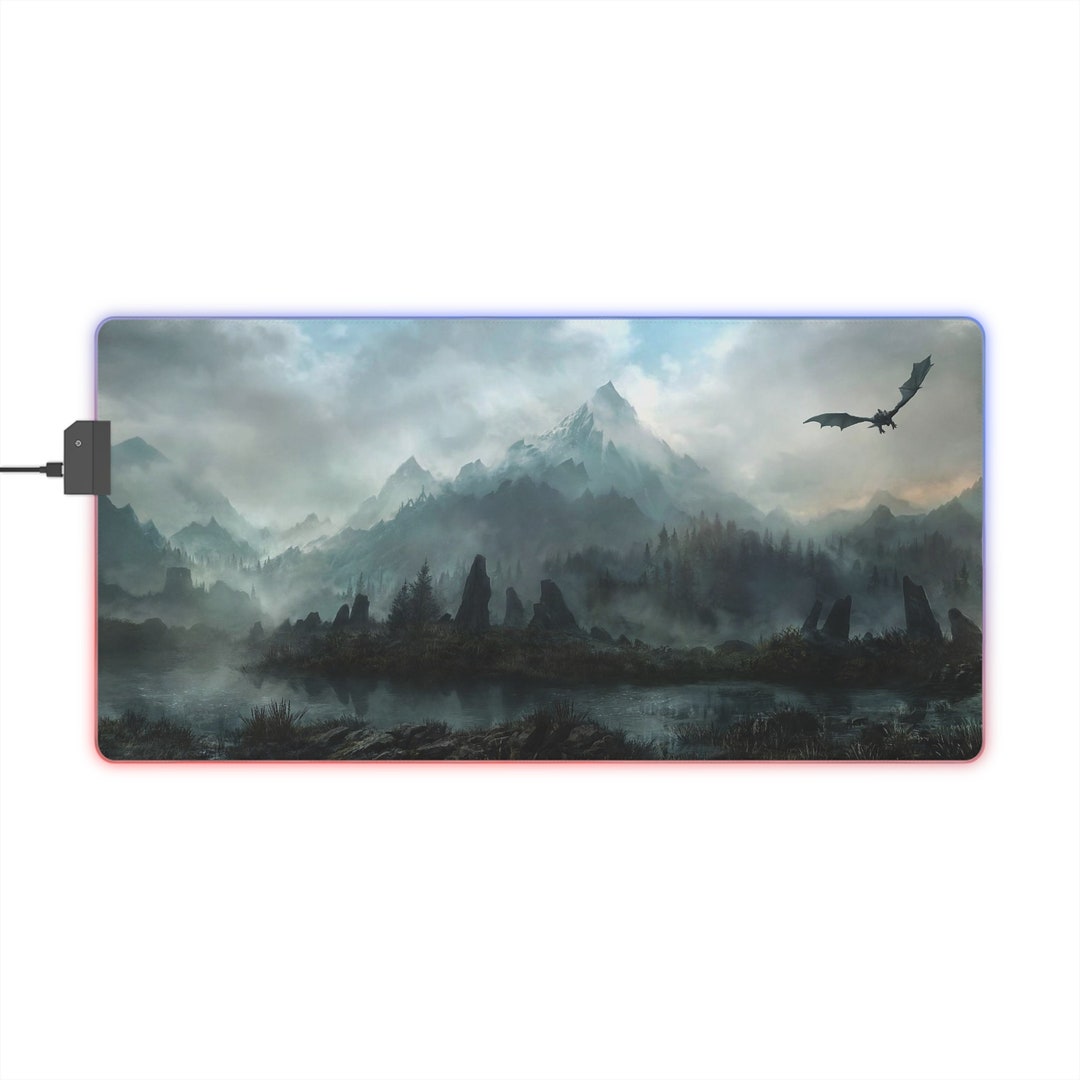 Skyrim Desk Mat, Elder Scrolls V Mouse Pad, Gift Idea, LED Gaming Mouse ...