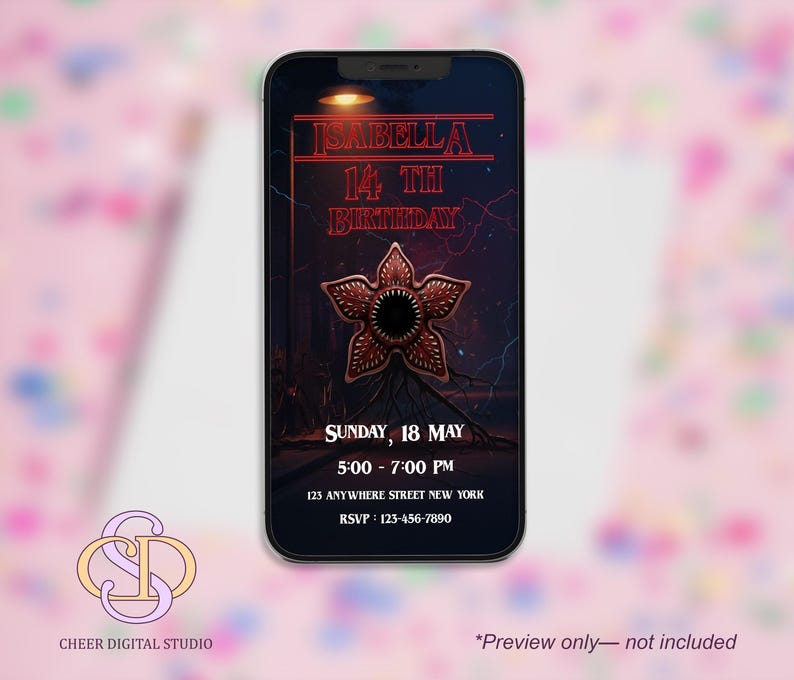 Retro 80s Birthday Party Bundle Editable in Canva, Phone Card, Thank ...