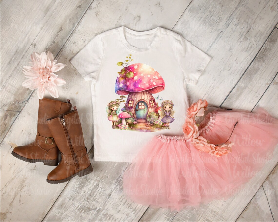 Cute Fairies Toadstool Cottage Digital Art Download ~ Sublimation PNG ...