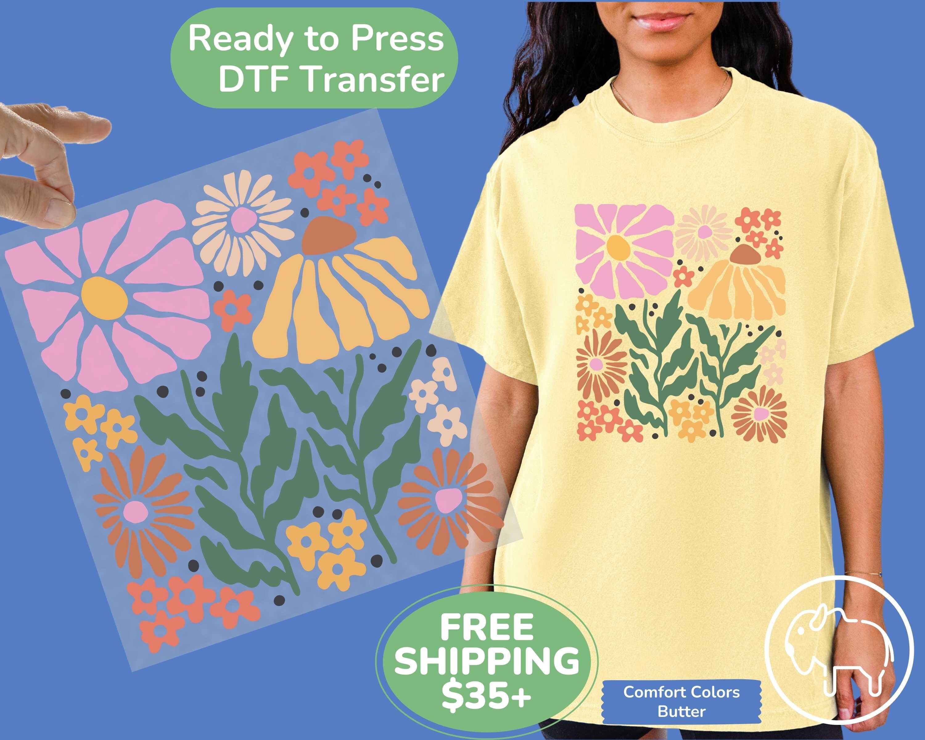 Retro Floral Collage Direct to Film Transfer, Ready to Press DTF ...