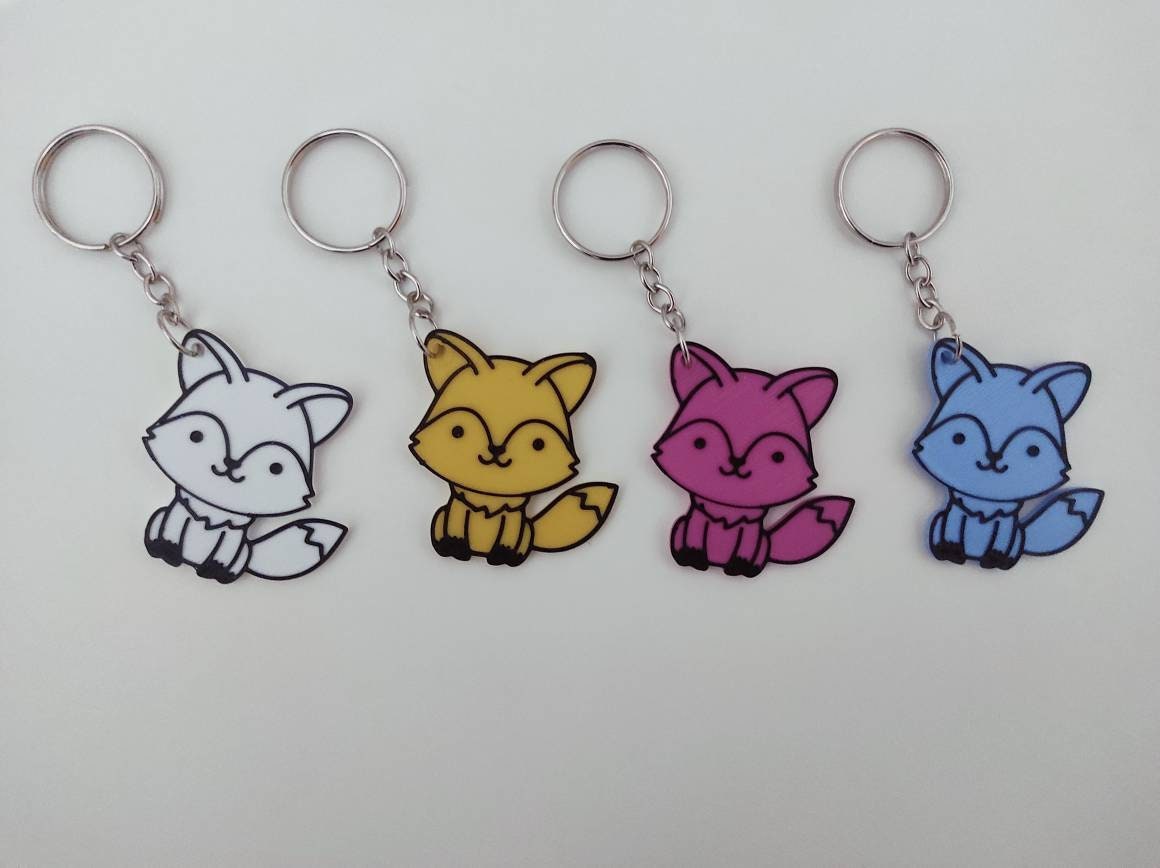 Animal Keychain STL File for 3d Printing, Cat Dog Rabbit Fox Bee ...