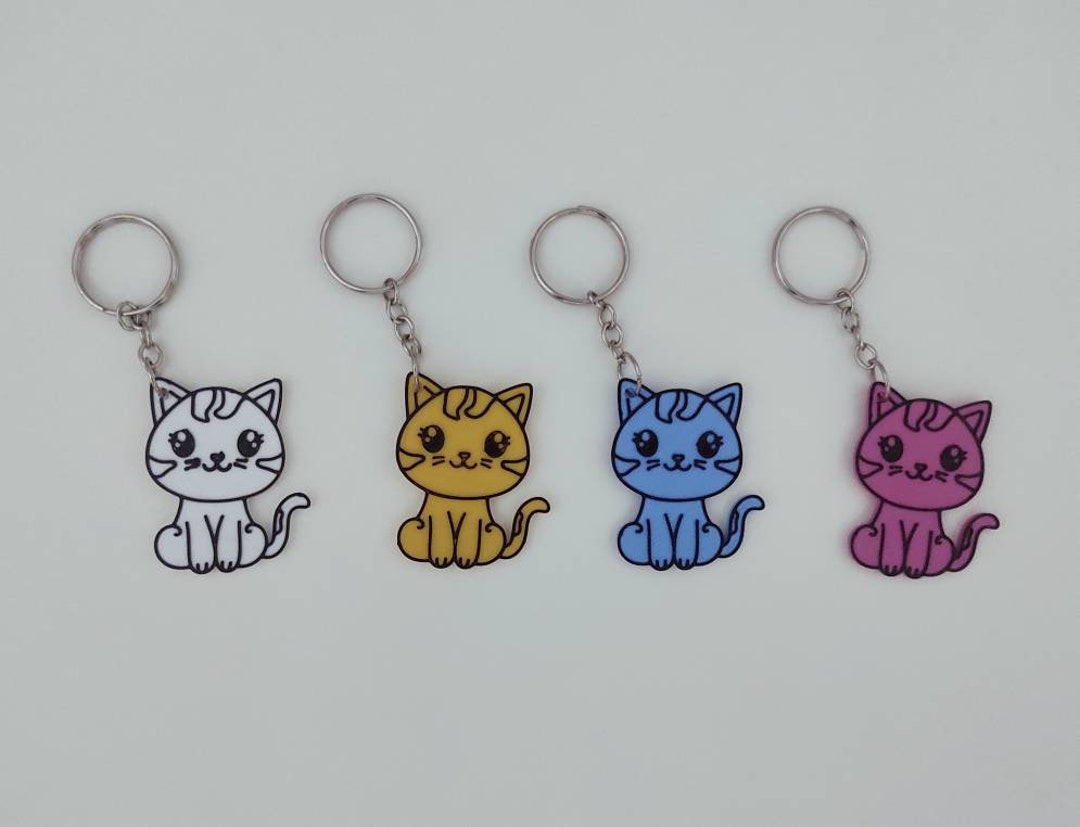 Cute Cat Key Charm - Customizable Key Ring Design - Etsy