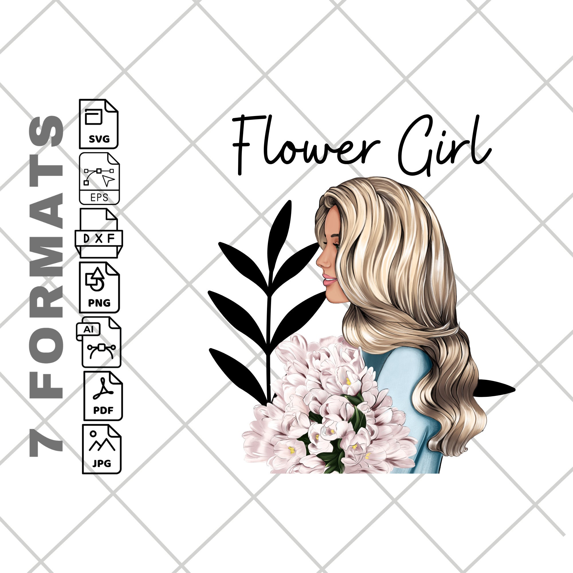 Flower Girl Svg White Modern Cute Girl Svg Gift for Her - Etsy