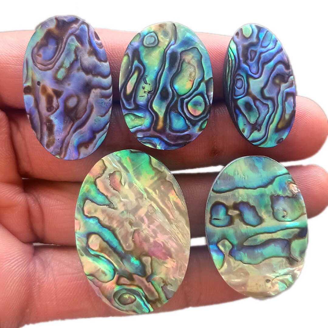 5 Pcs 239cts. Natural Paua Abalone Shell Oval Shape Cabochon Wholesale ...