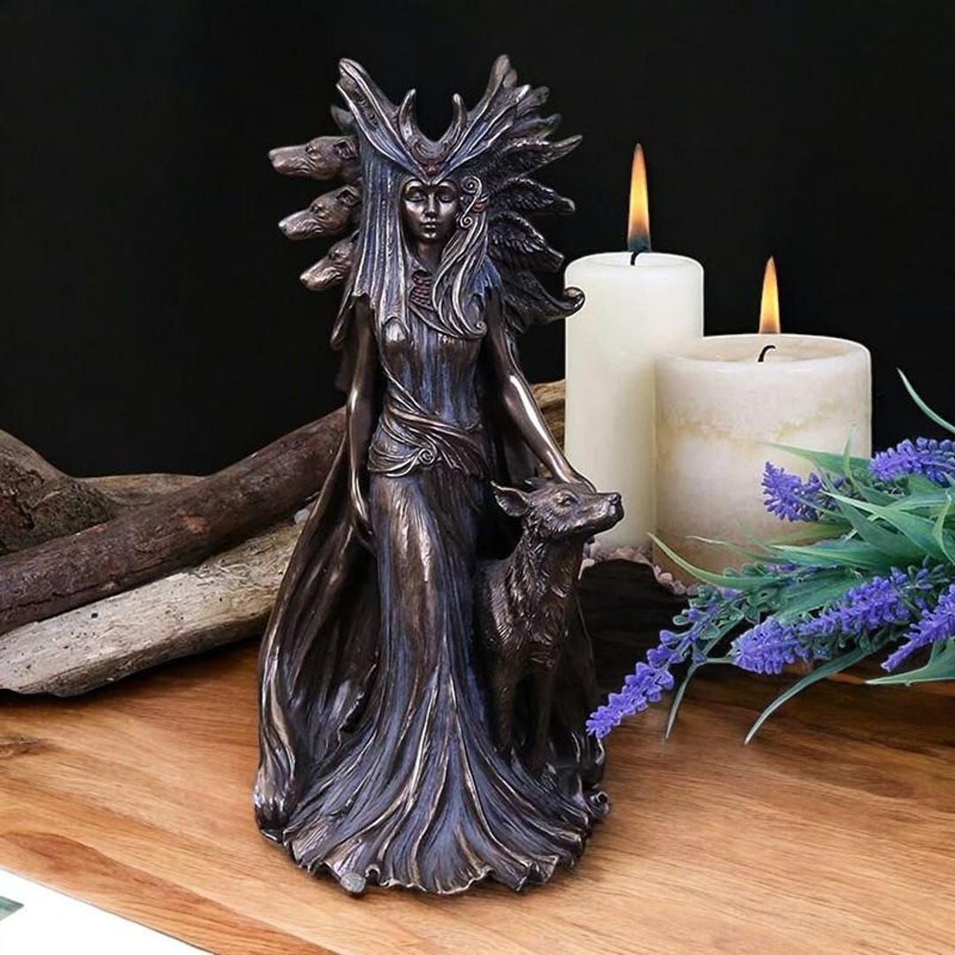Hecate Greek Goddess of Magic Statue With Torch and Dog in Cold Cast ...
