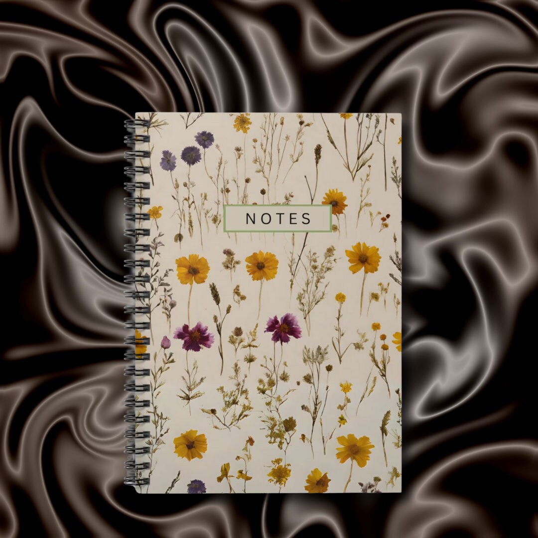 Pressed Flowers Spiral Notebook, Ruled Line Journal, Sketchbook, Small ...