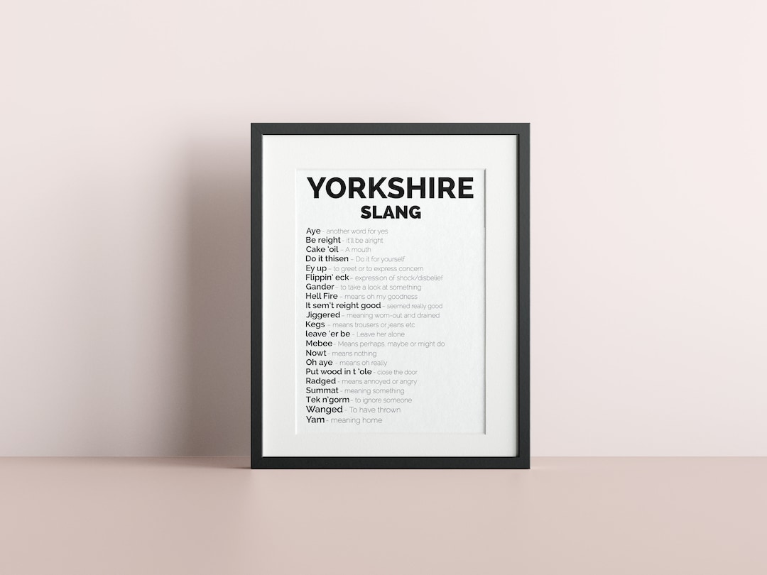 Yorkshire Slang Words Explained UK A4 Printable. Yorkshire - Etsy