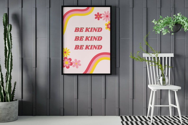BE KIND Colourful Poster - Etsy