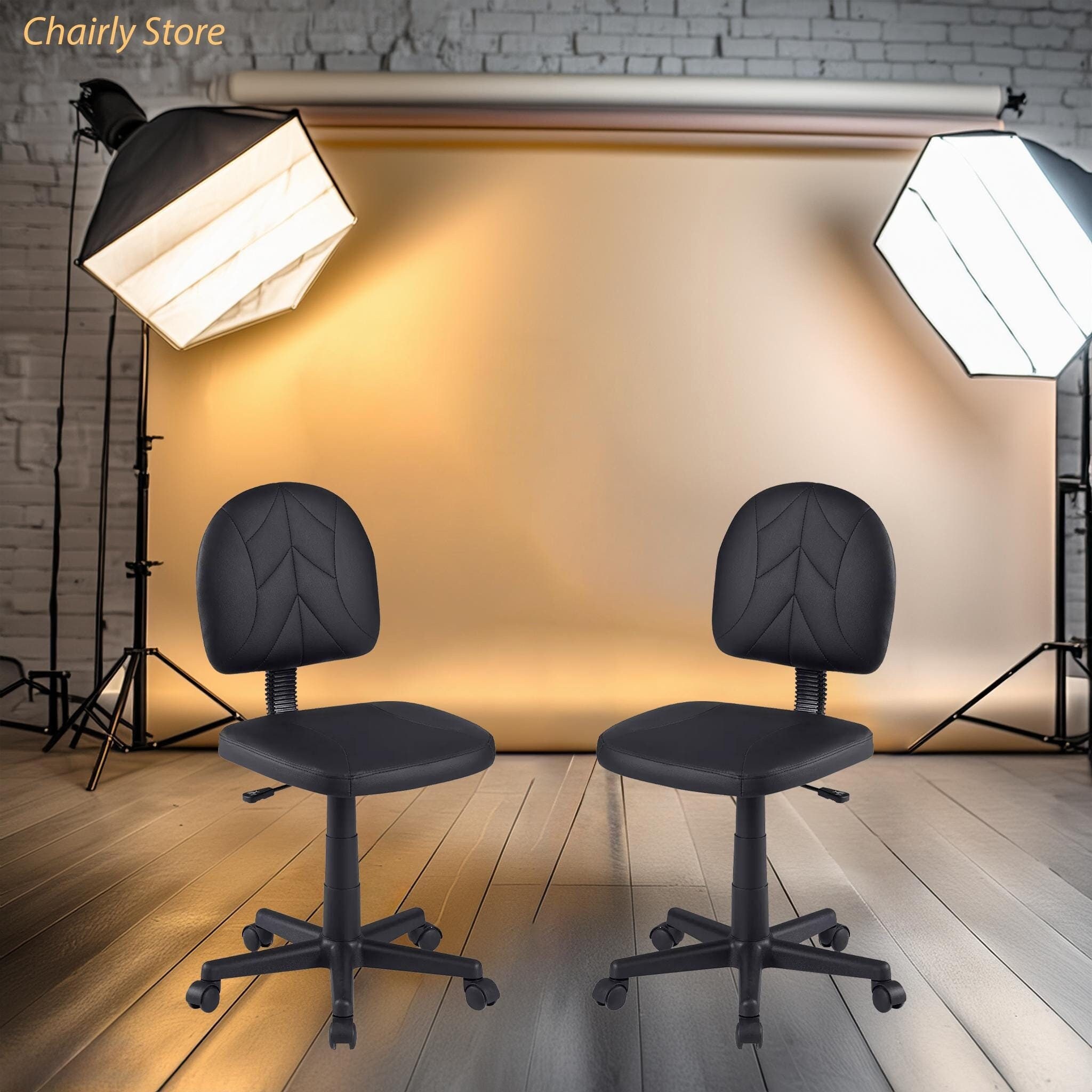 Low-back Desk Chair, Leather Computer Chair, Armless Swivel Chair ...