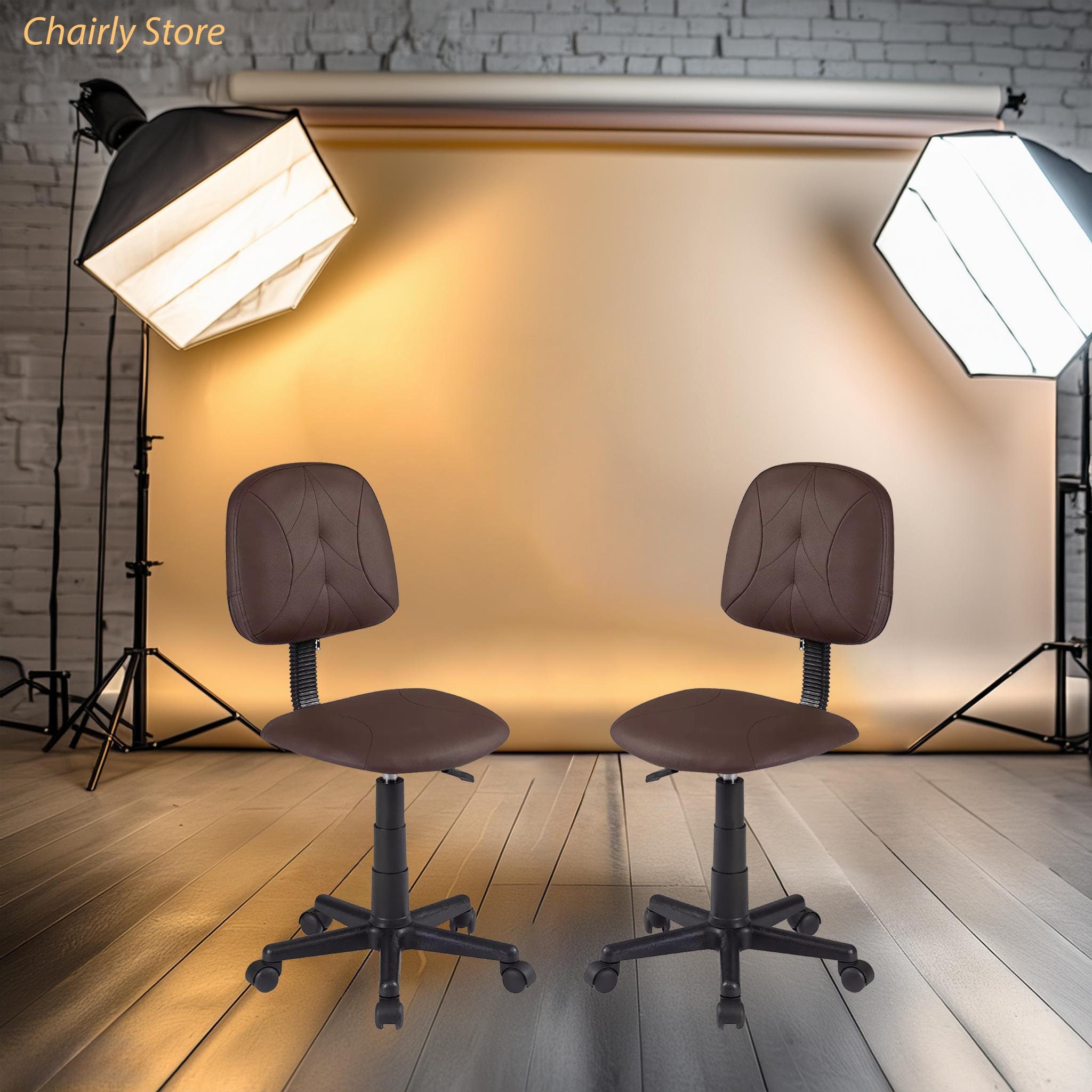 Low-back Desk Chair, Leather Computer Chair, Armless Swivel Chair ...