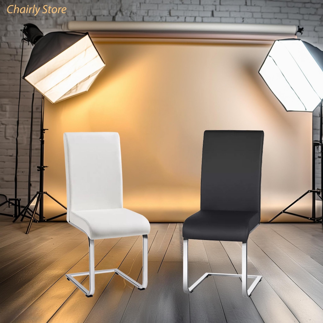 Leather Dining Chairs - High Back Chairs - Kitchen Chairs - Metal Legs ...