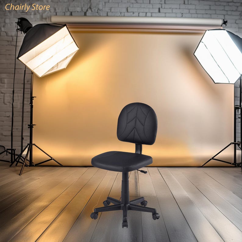 Low-back Desk Chair, Leather Computer Chair, Armless Swivel Chair ...