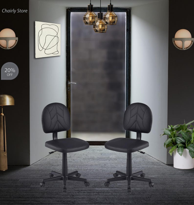 Low-back Desk Chair, Leather Computer Chair, Armless Swivel Chair ...