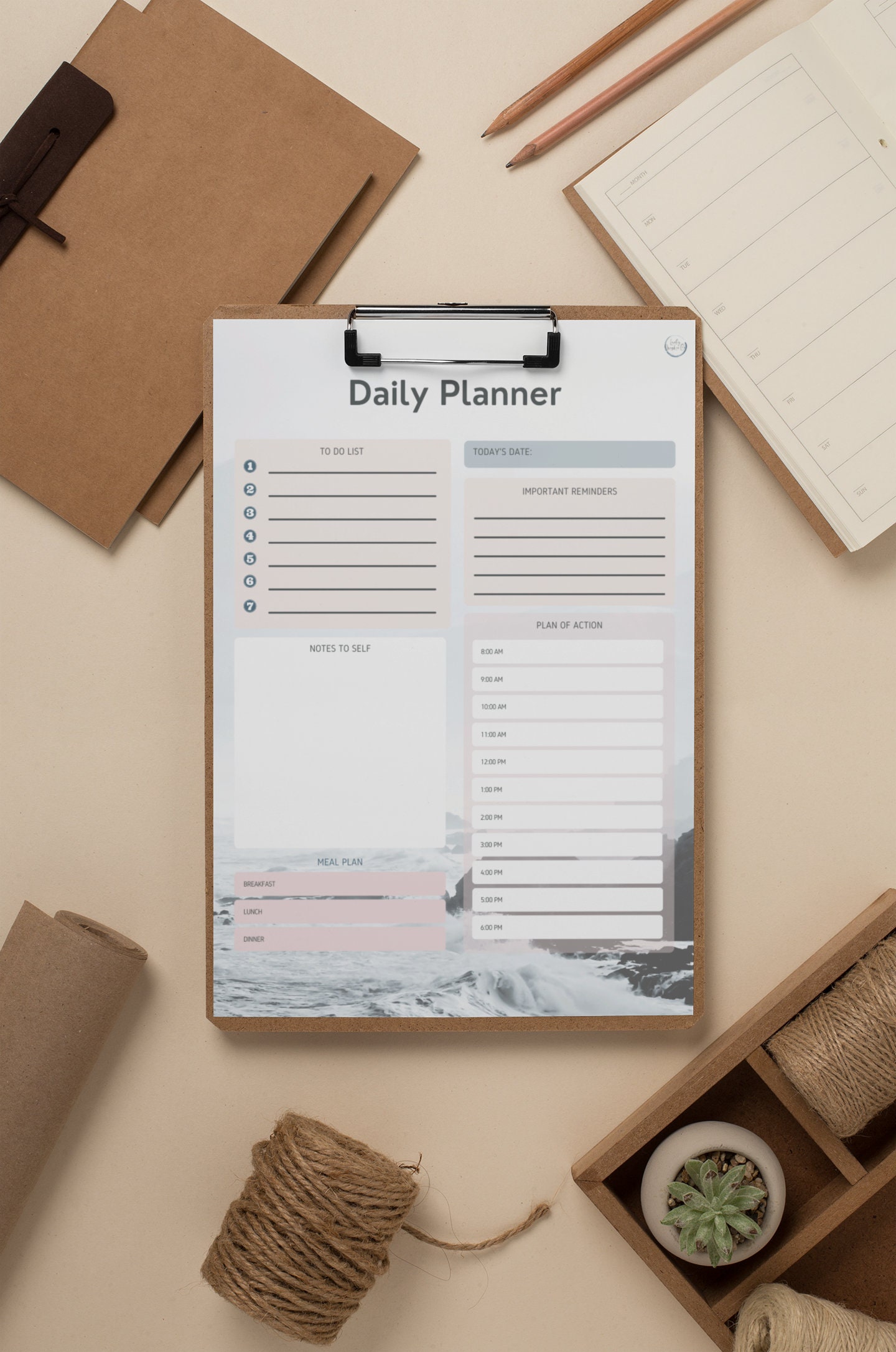 Daily Planner: Printable 1-page Digital Planner With a Beautiful ...