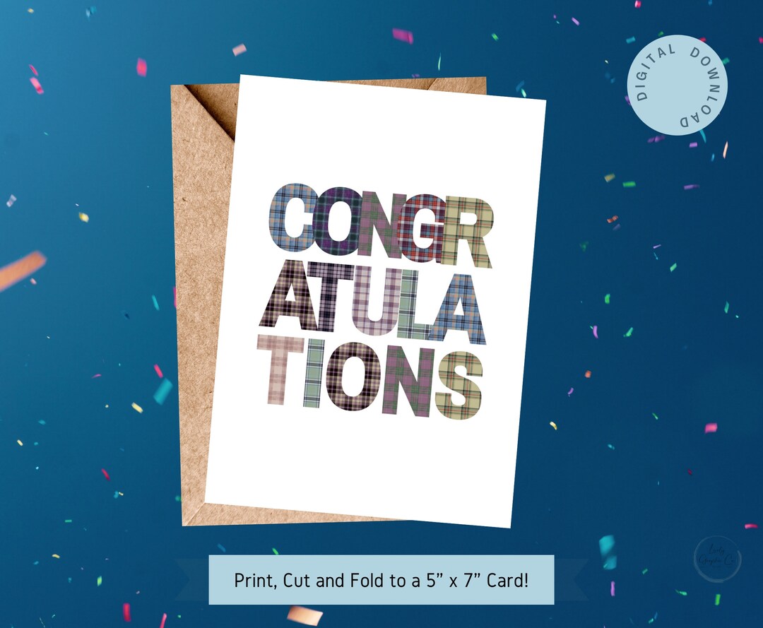 Scottish Inspired Congratulations Card, Greeting Card, Scottish Tartan ...