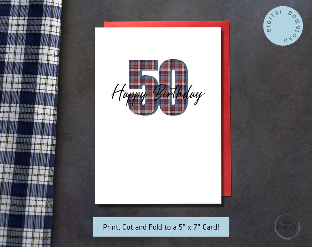 50th Birthday Scottish-inspired Card, Scottish Gift, Bday Card, Instant ...