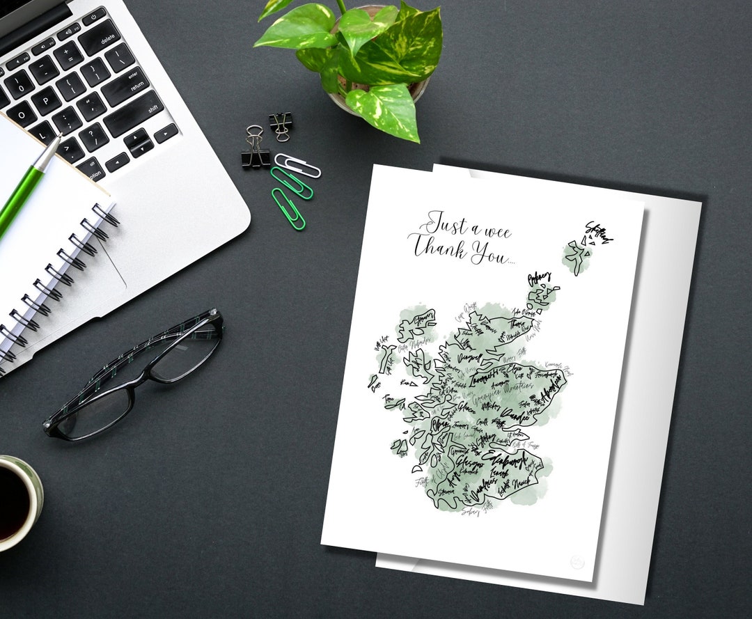 Scotland Map, Scottish Thank You Card, Printable Map of Scotland ...