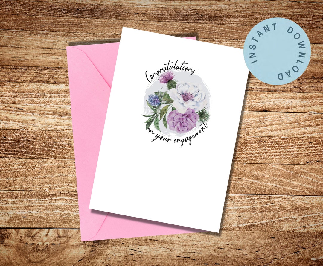 Engagement Card, Printable 5x7 Card, Scottish Inspired Card, Scottish ...