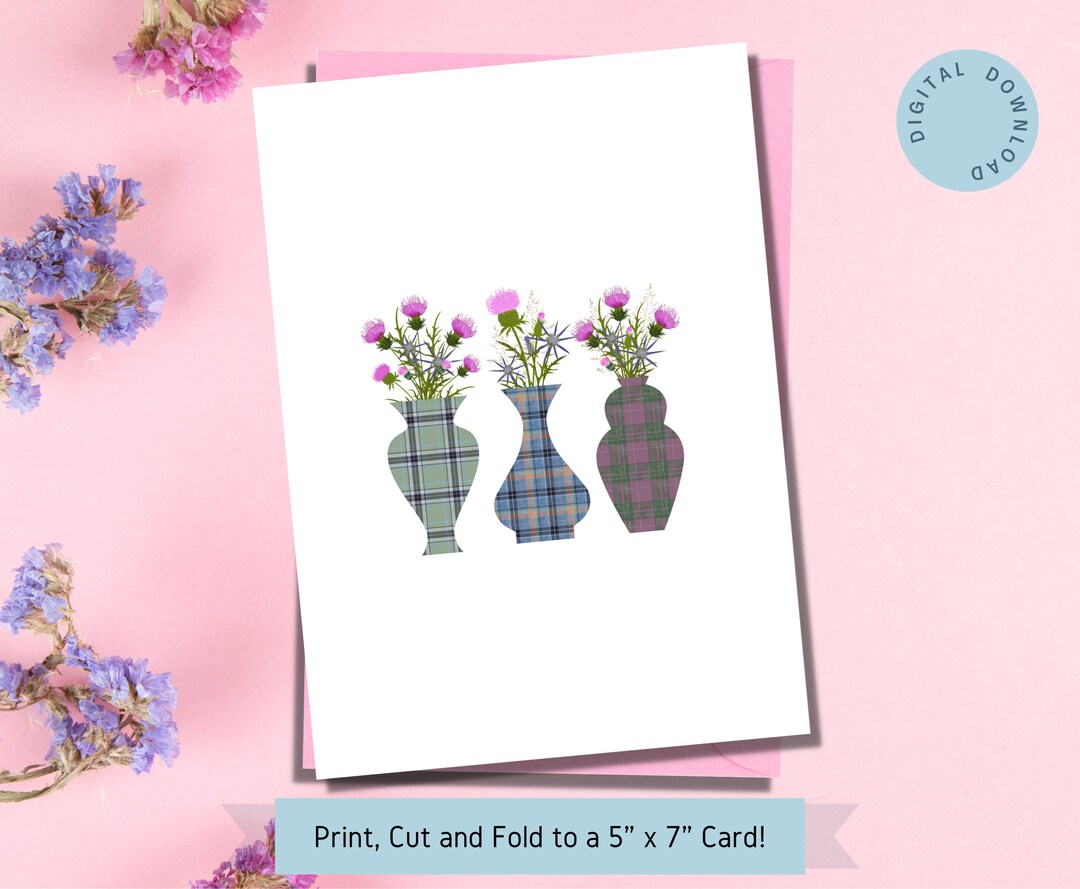 Scottish Inspired Card, Scottish Thistle Print, Scottish Tartan ...