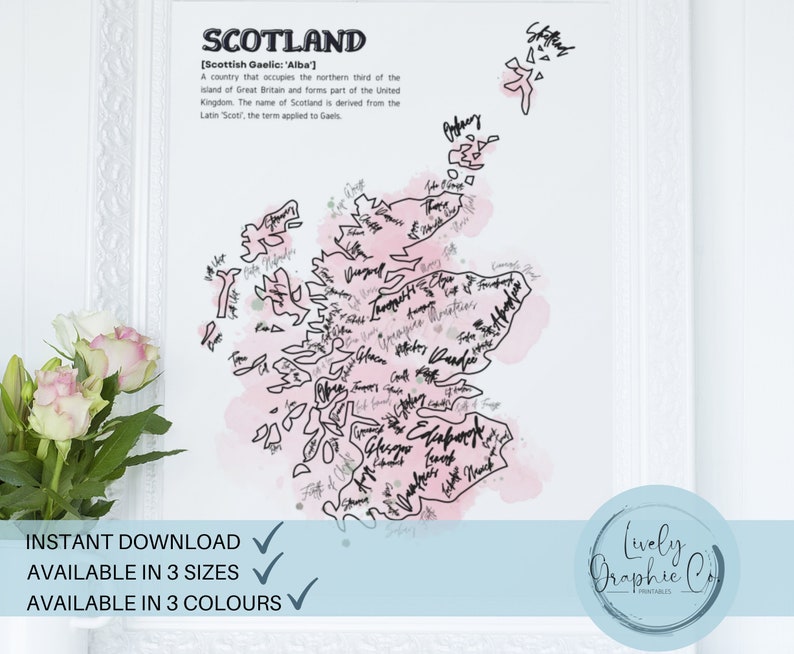 Scotland Map Print, Scotland Illustration, Scotland Poster, Scotland ...