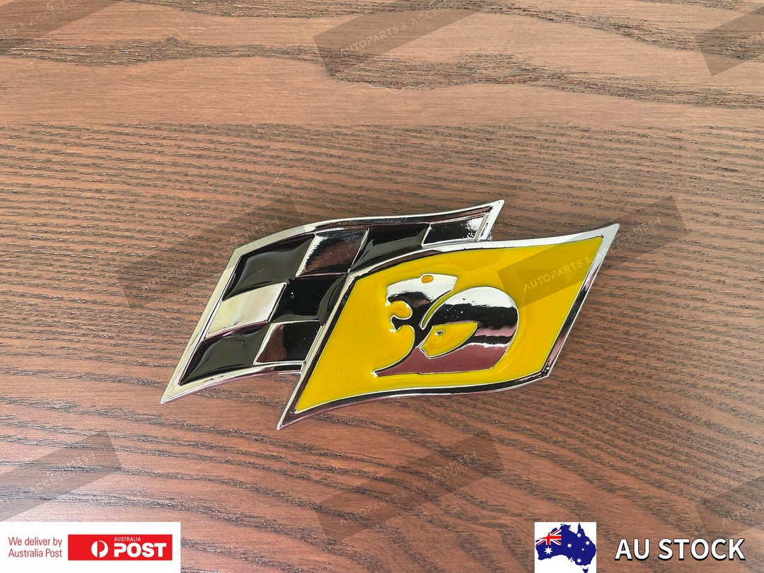 Metal Yellow HSV Racing Flag Badge Emblem for Holden Commodore GTS R8 ...