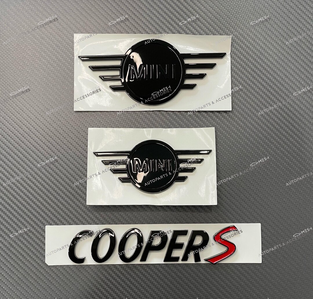 Gloss Black Mini Cooper S Badge Emblem Custom Replacement for F55 F56 ...