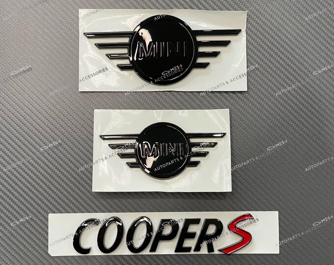 Gloss Black Mini Cooper S Badge Emblem Custom Replacement for F55 F56 ...