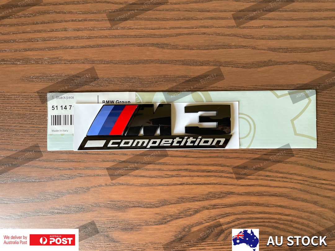 BMW M3 Competition Gloss Black Badge Emblem Badge Trunk Sticker Decal ...