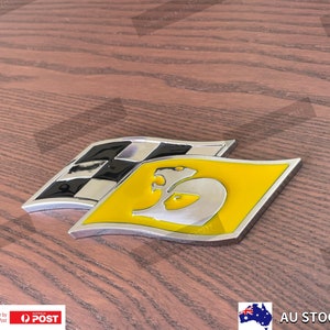 Metal Yellow HSV Racing Flag Badge Emblem for Holden Commodore GTS R8 ...