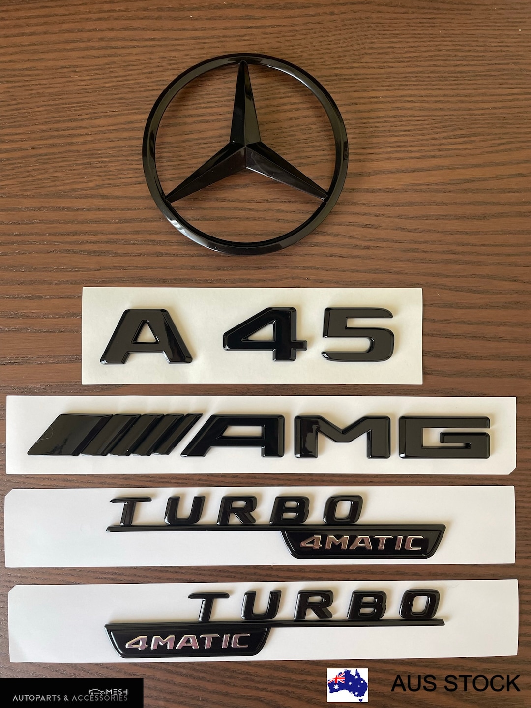 Gloss Black A45 AMG TURBO 4MATIC Rear Star Emblem PACKAGE Replacement ...