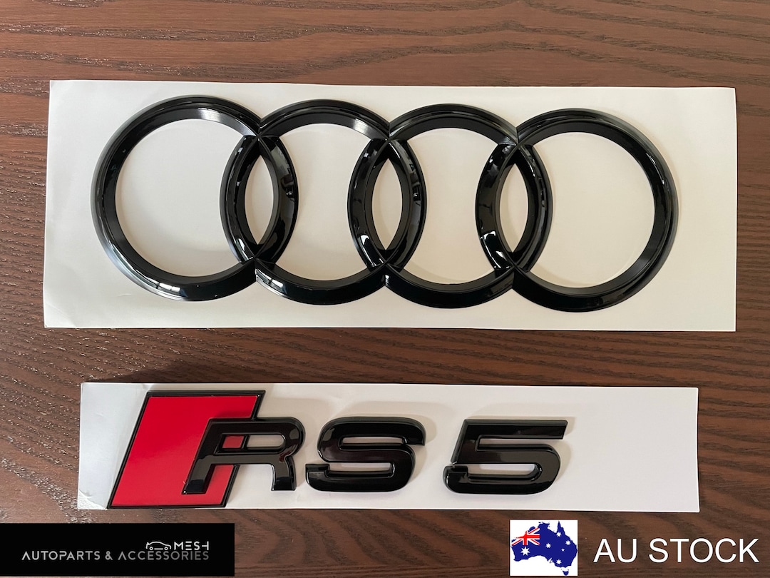 Audi RS5 Gloss Black Rear Ring Curve Set Boot Trunk Emblem Badge for ...