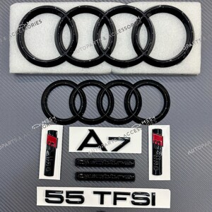 Gloss Black Audi A7 Full Set S-line Quattro Front Boot Trunk Emblem ...