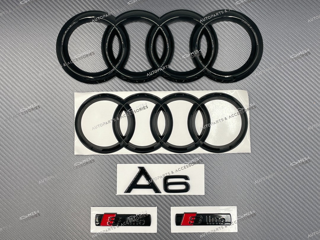 Gloss Black Full Set Front Boot Trunk Emblem Badge Sticker for Audi A6 ...