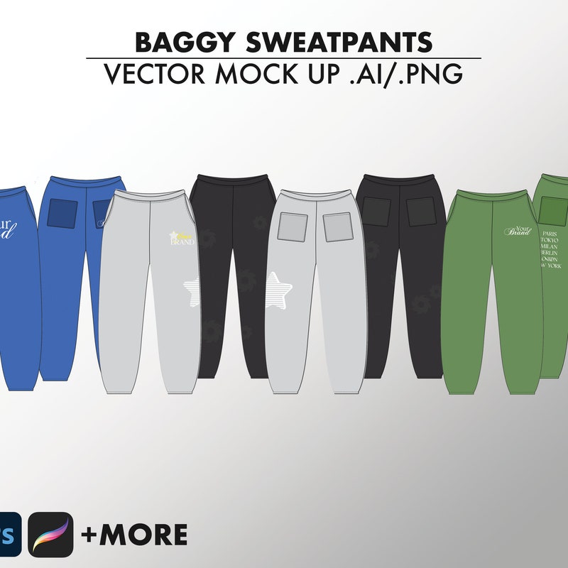 Flared Sweatpants Mockup - Etsy