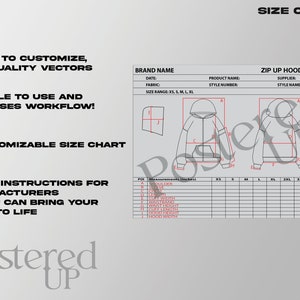 Procreate Zip up HOODIE MOCKUP VECTOR Tech Pack Designs Template ...