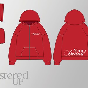 Procreate Zip up HOODIE MOCKUP VECTOR Tech Pack Designs Template ...