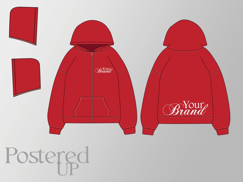 Procreate Zip up HOODIE MOCKUP VECTOR Tech Pack Designs Template ...