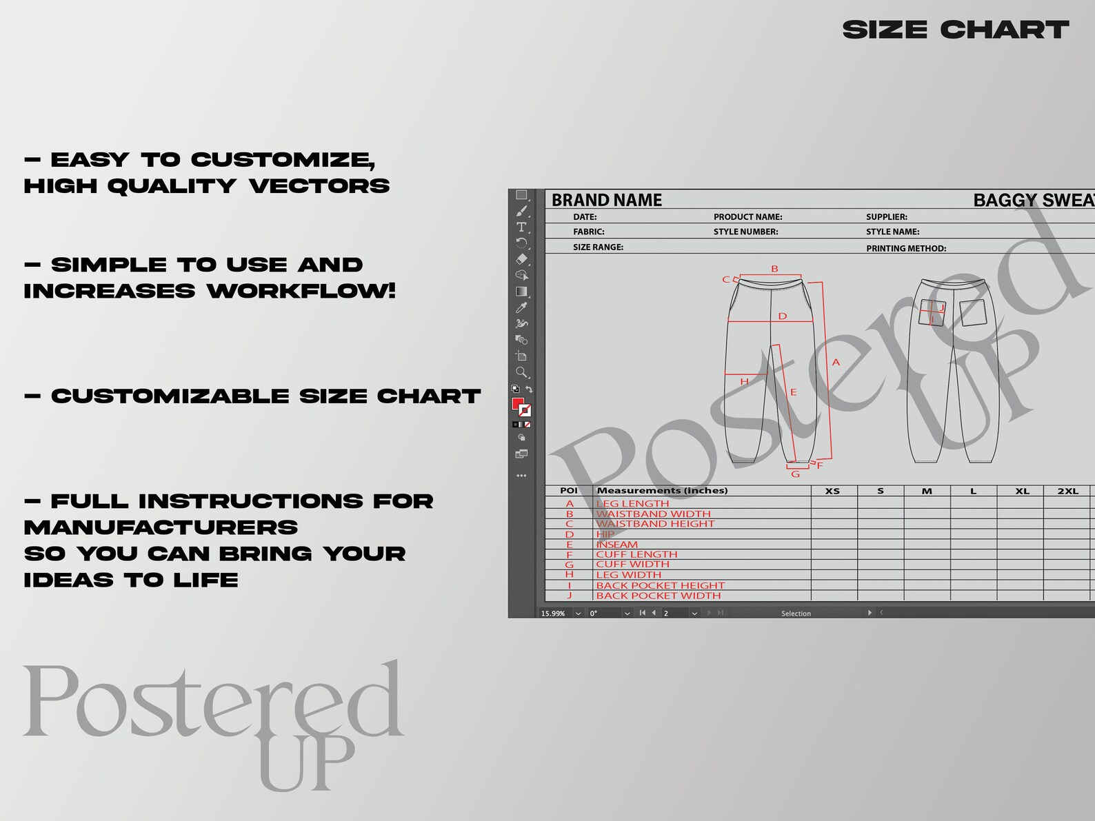 Streetwear Tech Pack Sweatpants Mockup Vector Tech Pack Template ...