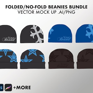 Beanie Vector Mockup Tech Pack Streetwear Adobe Illustrator Template ...