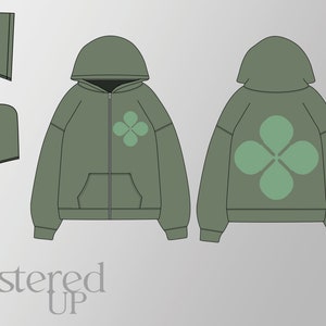 Procreate Zip up HOODIE MOCKUP VECTOR Tech Pack Designs Template ...