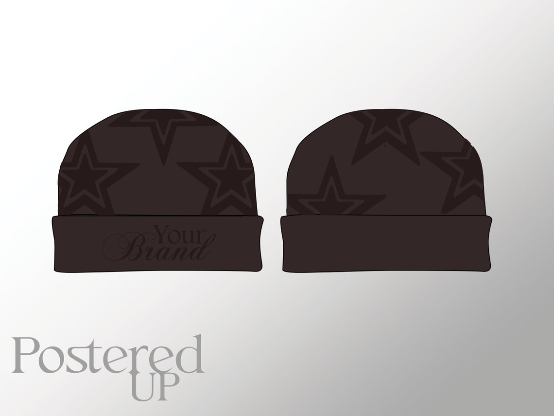 Beanie Vector Mockup Tech Pack Streetwear Adobe Illustrator Template ...