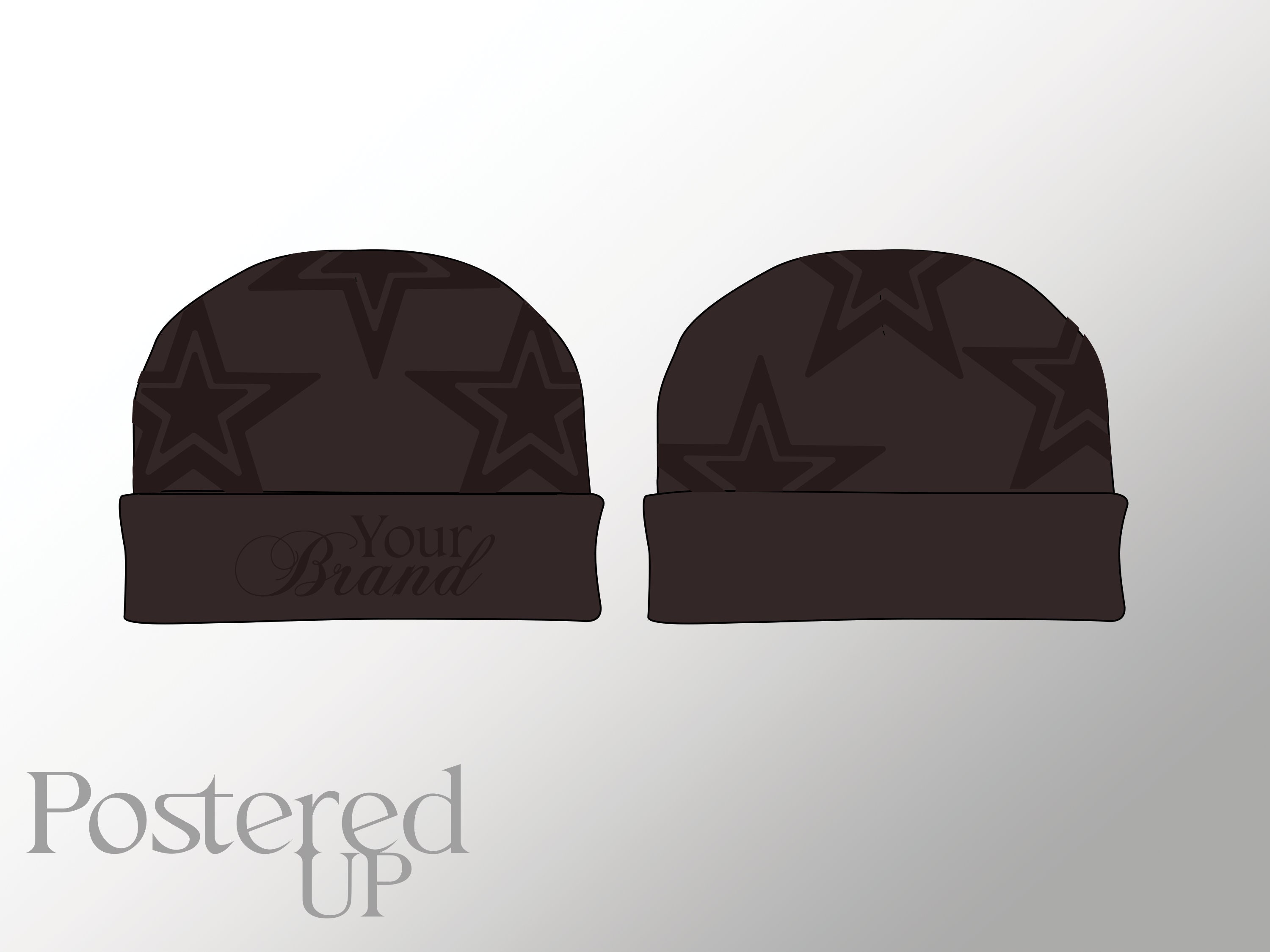 Beanie Vector Mockup Tech Pack Streetwear Adobe Illustrator Template ...