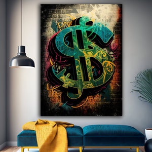 Dollar Wall Art, Money Canvas Painting, Motivational Wall Art, Wall ...